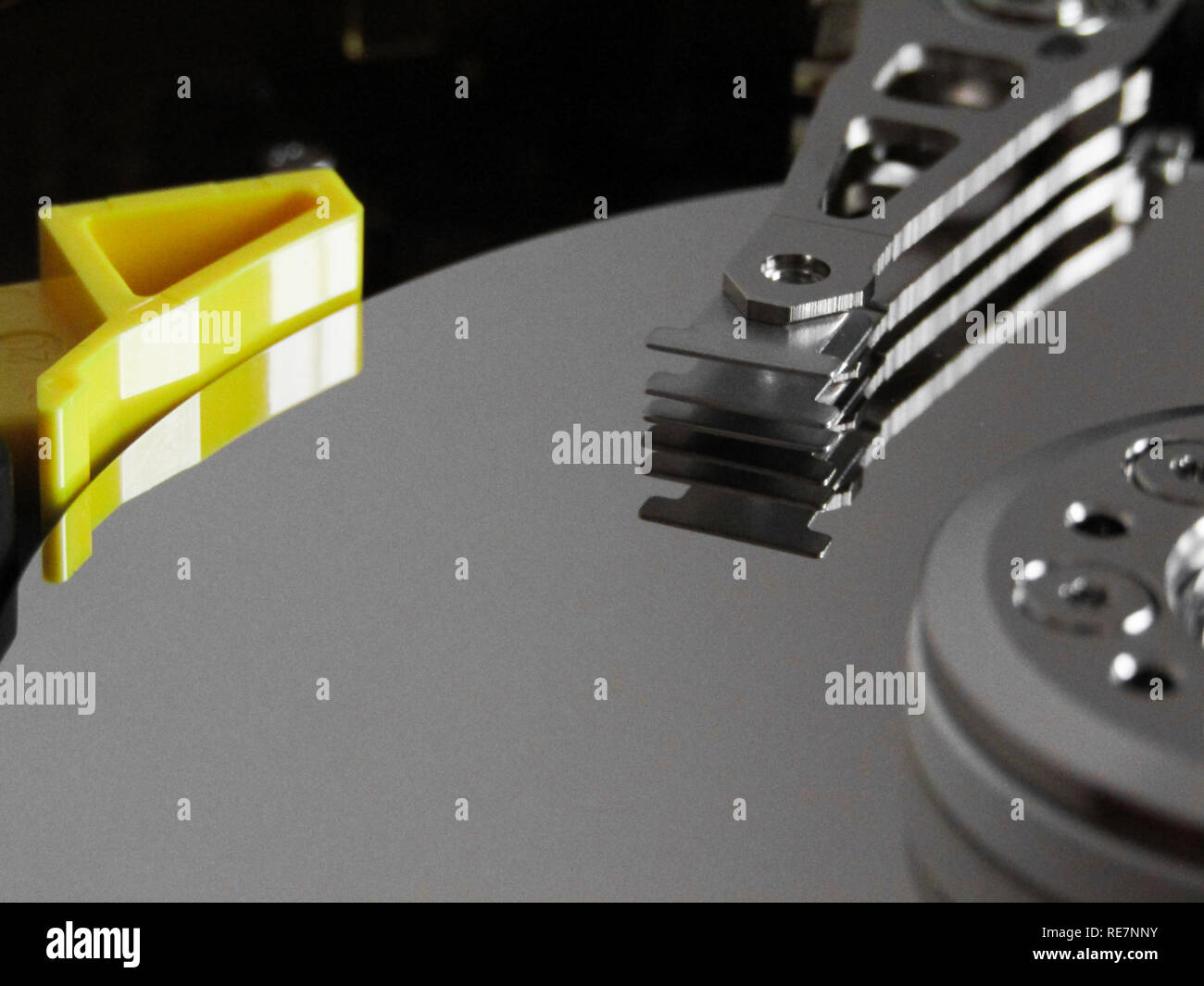 Detail from an opened hard disk Stock Photo - Alamy