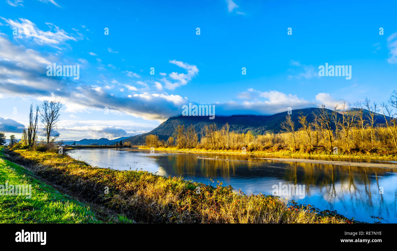 Sunset over Nicomen Slough along the Lougheed Highway between the towns ...