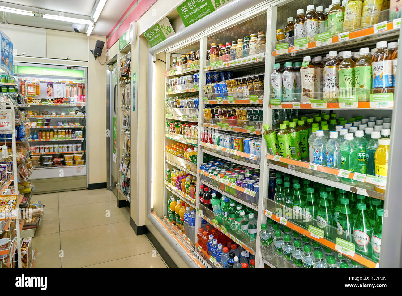 SEOUL, SOUTH KOREA - CIRCA MAY, 2017: inside 7-11 convenience store ...