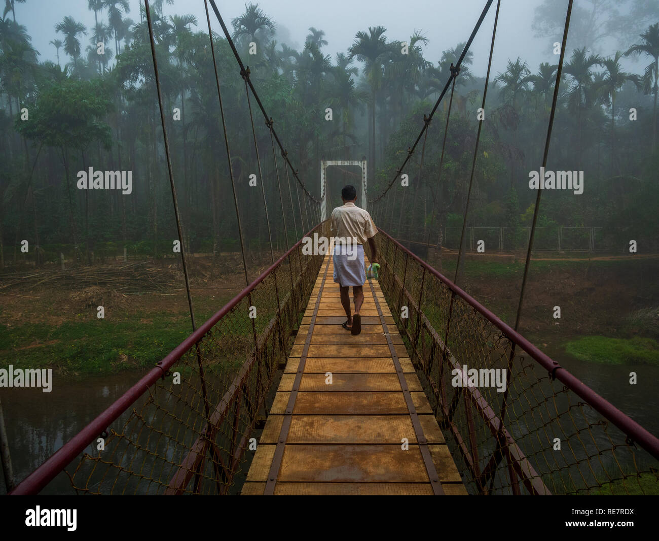 Chikmagalur, India- December 21, 2018 : South indian man walking in a ...