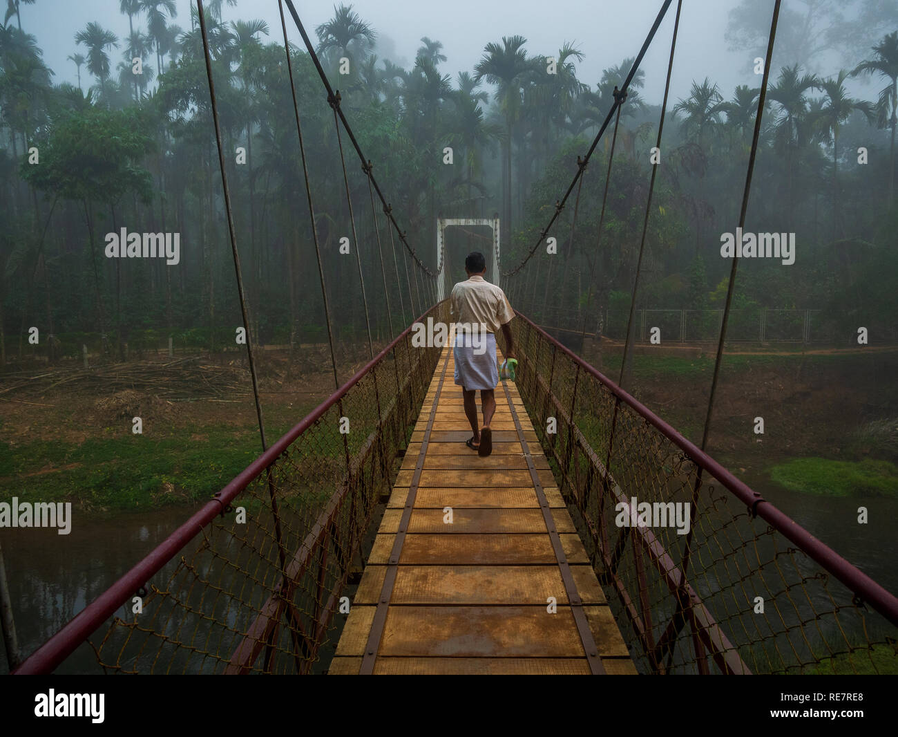 Chikmagalur, India- December 21, 2018 : South indian man walking in a ...
