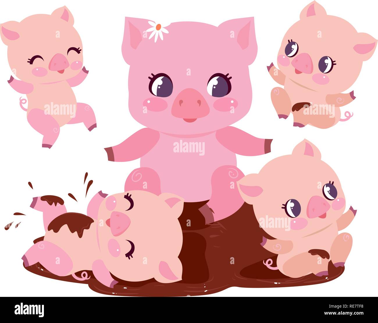 Piglet in mud isolated Stock Vector Images - Alamy