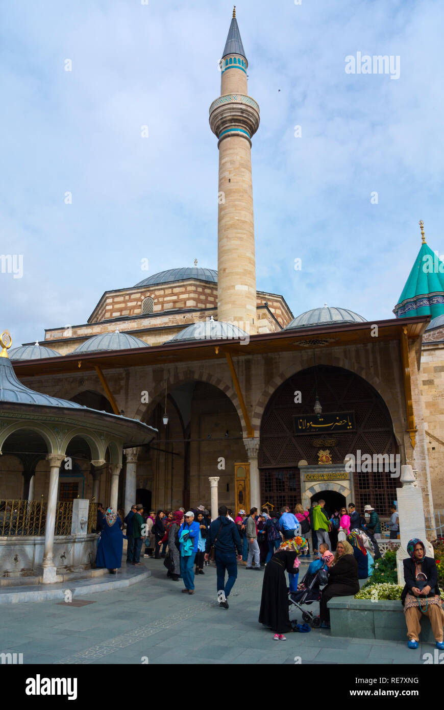 Mausoleum and small mosque, Mevlana Muzesi, Mevlana museum, dervish ...