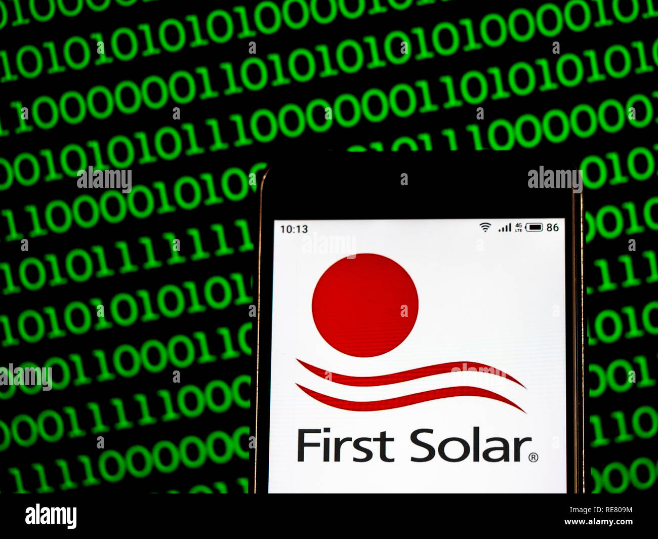 First Solar Semiconductor manufacturing company logo seen displayed on ...