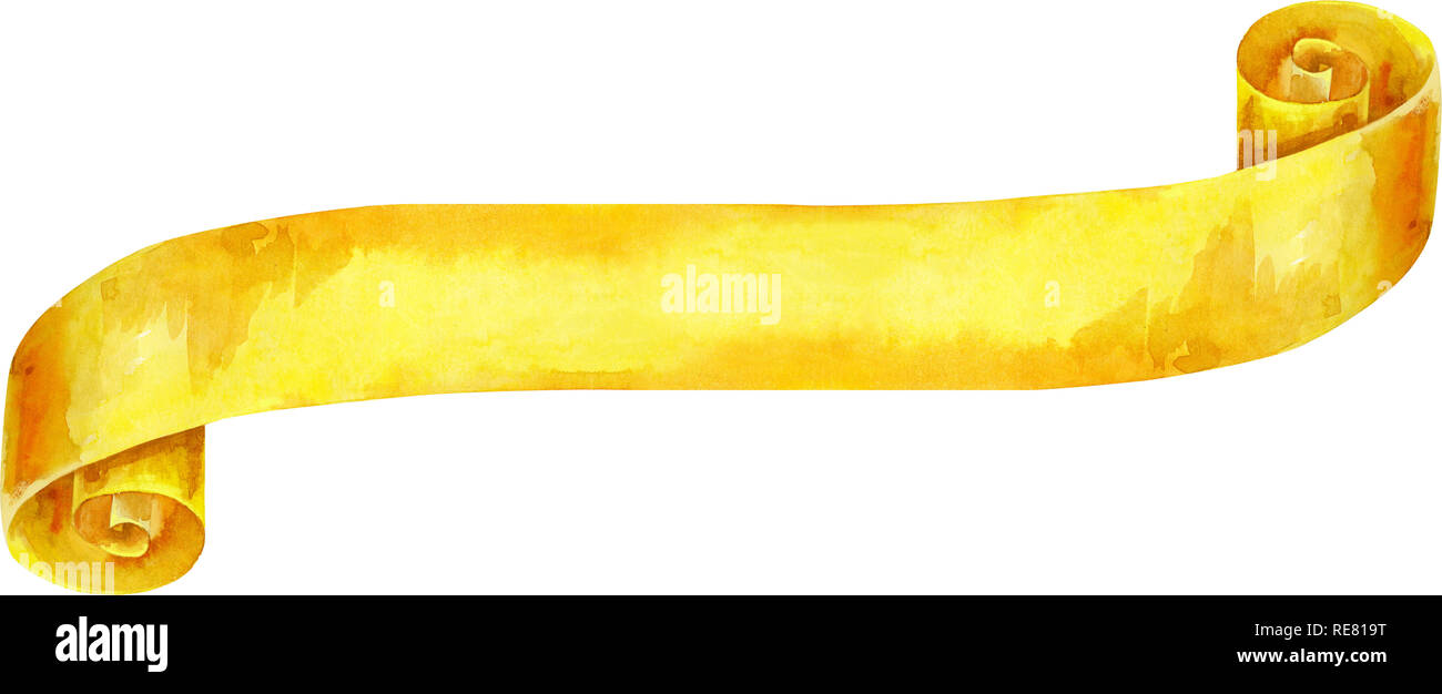 Watercolor hand drawn illustration. Waving yellow flag Stock Photo - Alamy