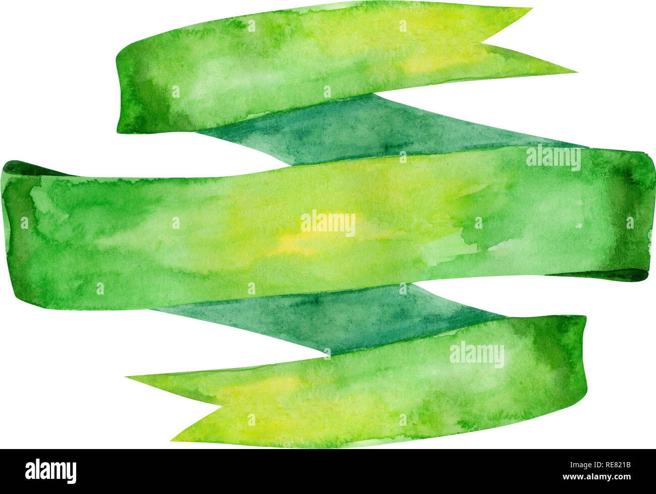 Watercolor hand drawn illustration. Waving green flag Stock Photo - Alamy