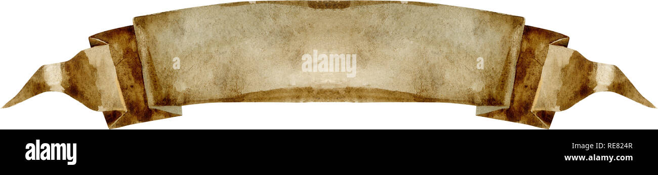 Watercolor hand drawn illustration. Waving brown flag Stock Photo - Alamy