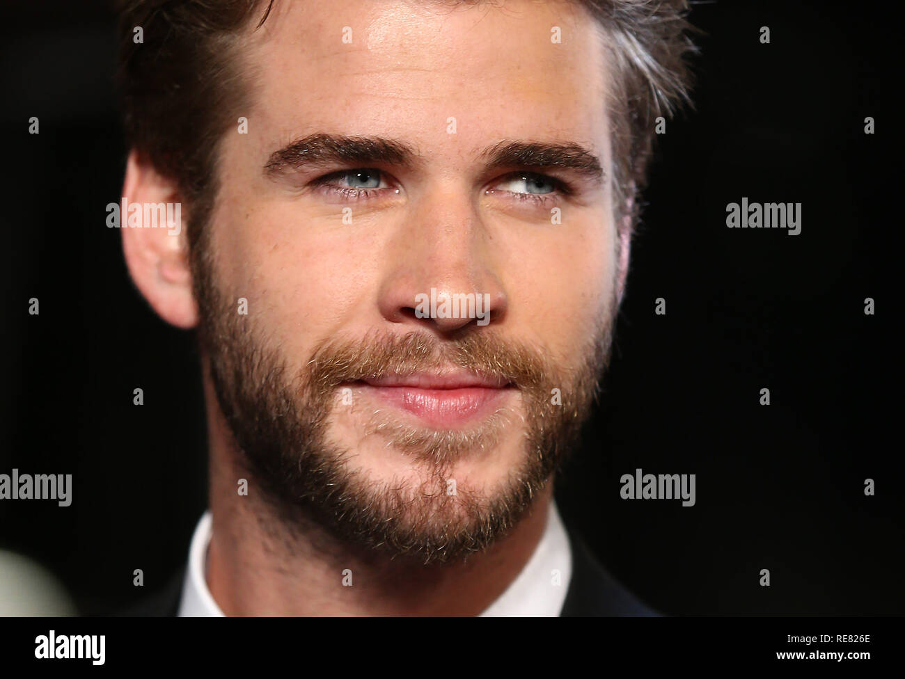 Liam Hemsworth poses at a film premiere. London. November 2015 Stock ...