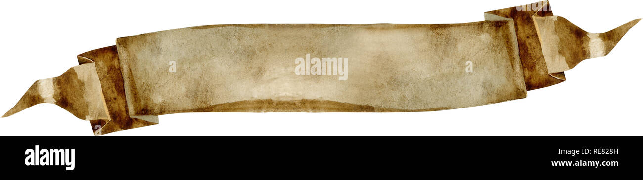 Watercolor hand drawn illustration. Waving brown flag Stock Photo - Alamy
