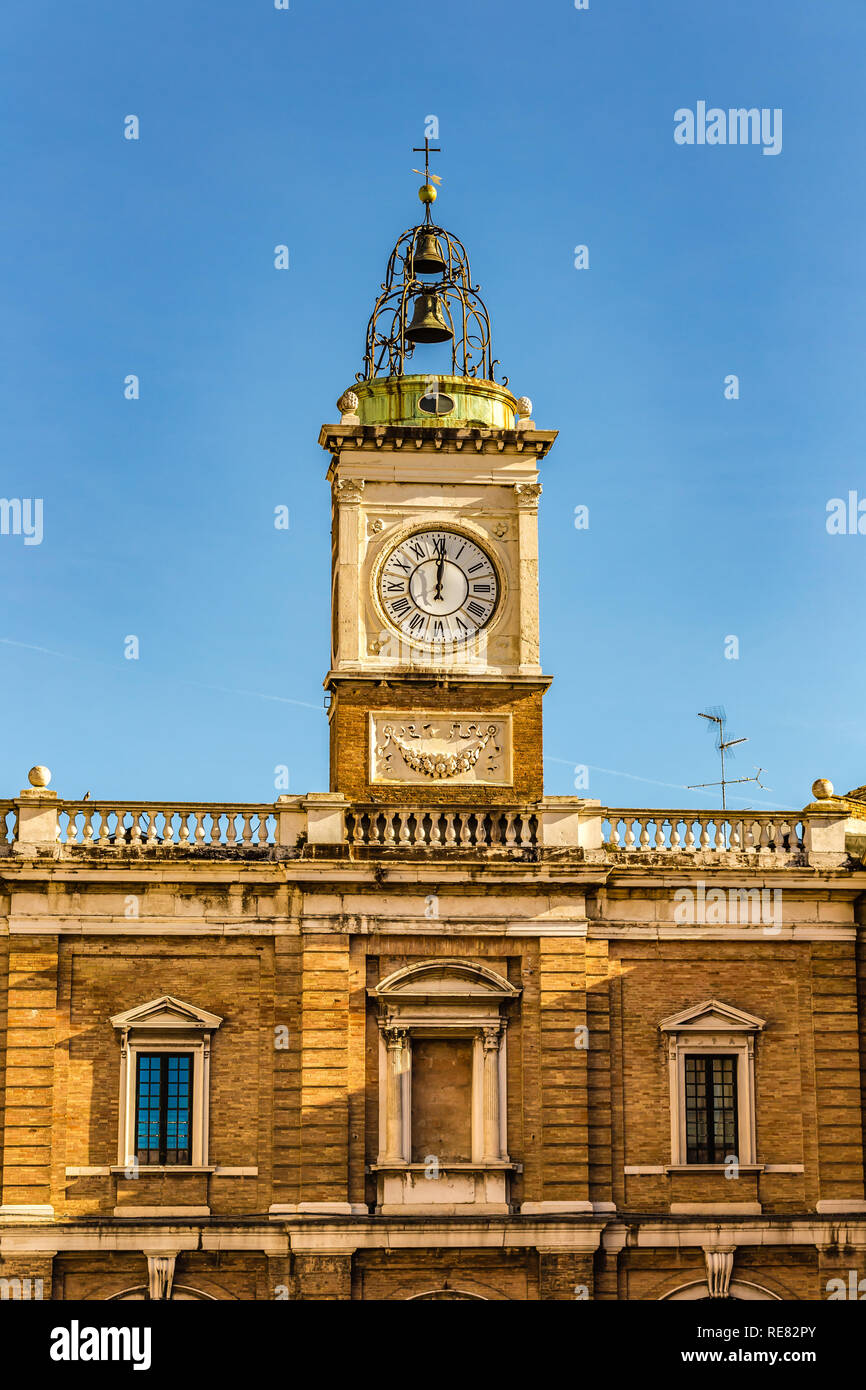 noon on ancient clock tower Stock Photo - Alamy