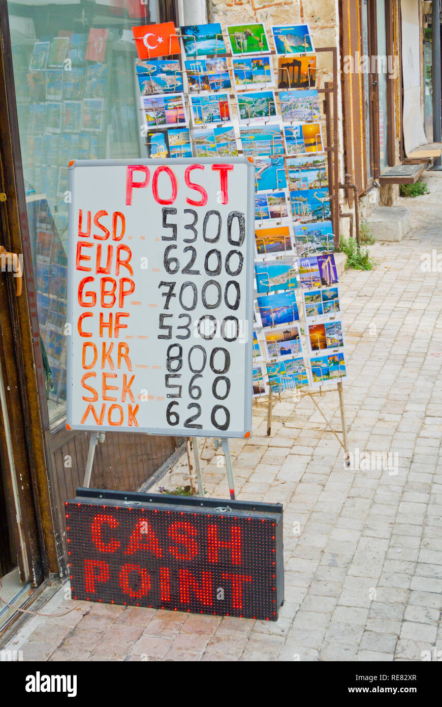 Money exchange office, Side, Turkey, Eurasia Stock Photo - Alamy