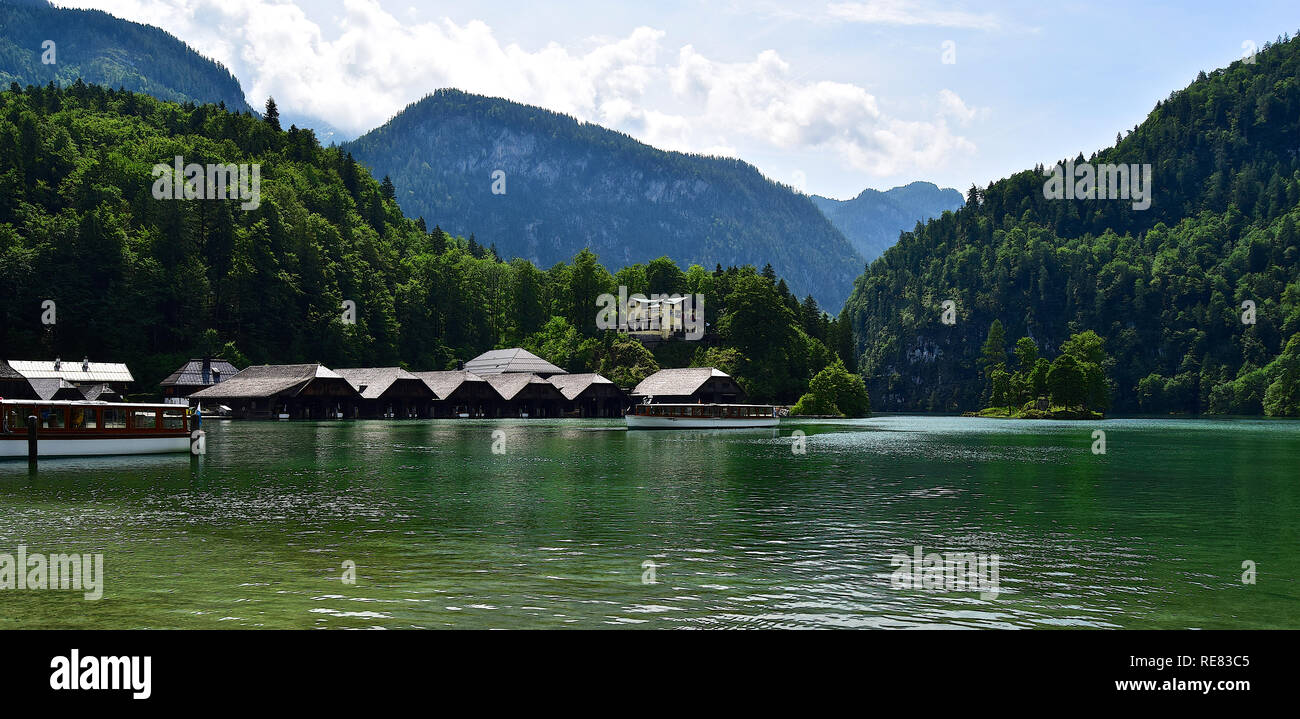 Konigssee & Lake Konigssee, Bavarian Alps, Bavaria, Germany, 310517 ...