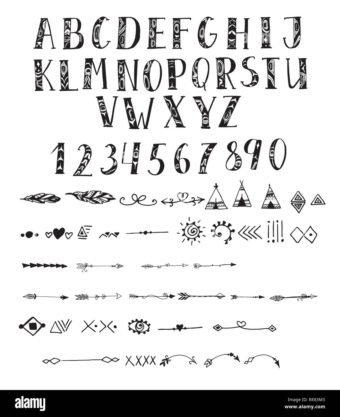 First letter of the modern english alphabet Black and White Stock ...