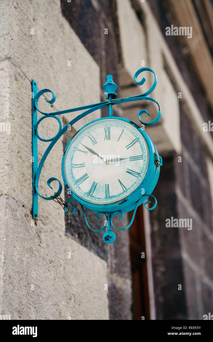 The vintage city clock in the street on a warm sunny day Stock Photo ...