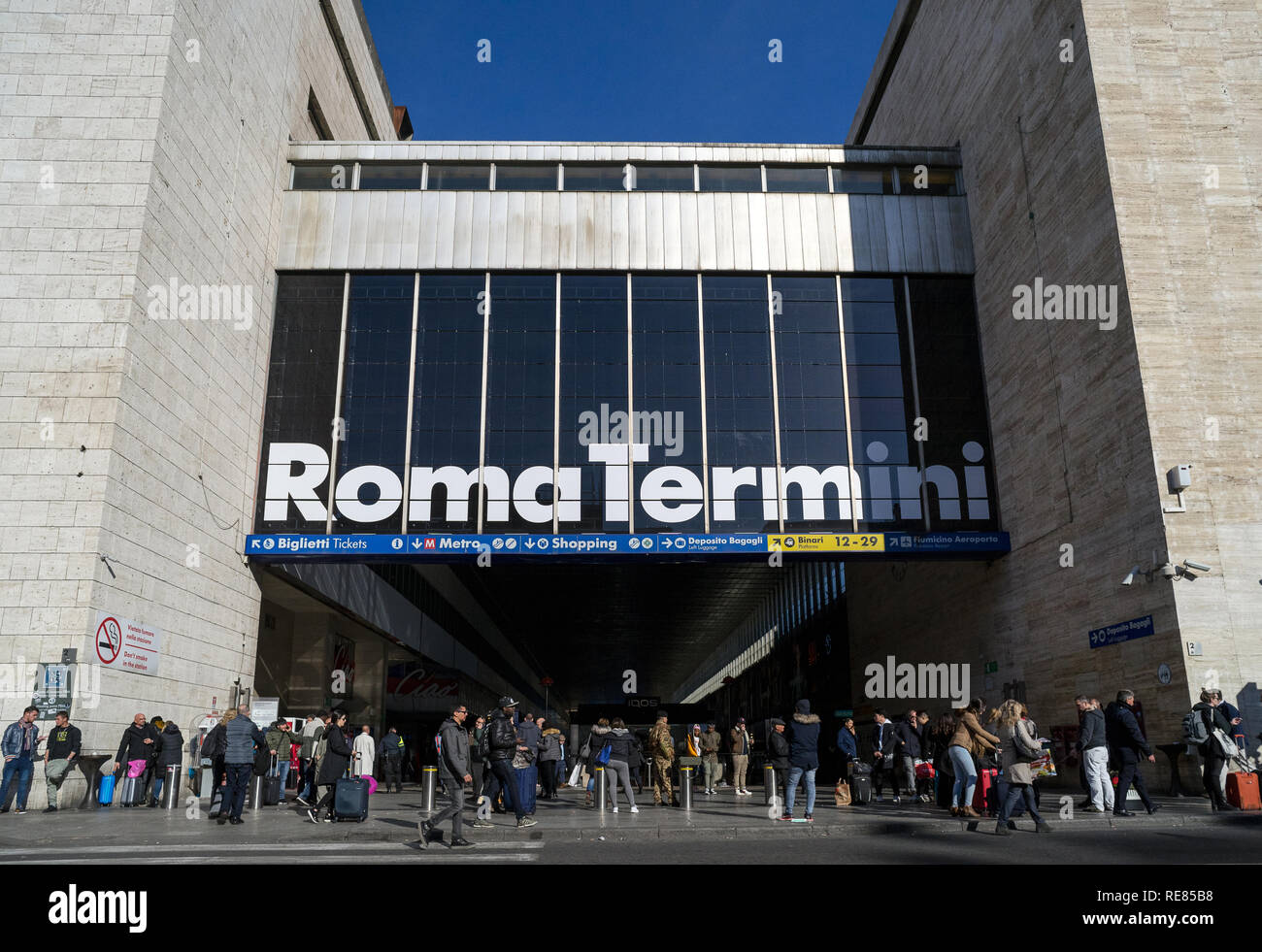 Rome, Italy, 12/28/2018: the entrance of the Termini Station in Rome ...