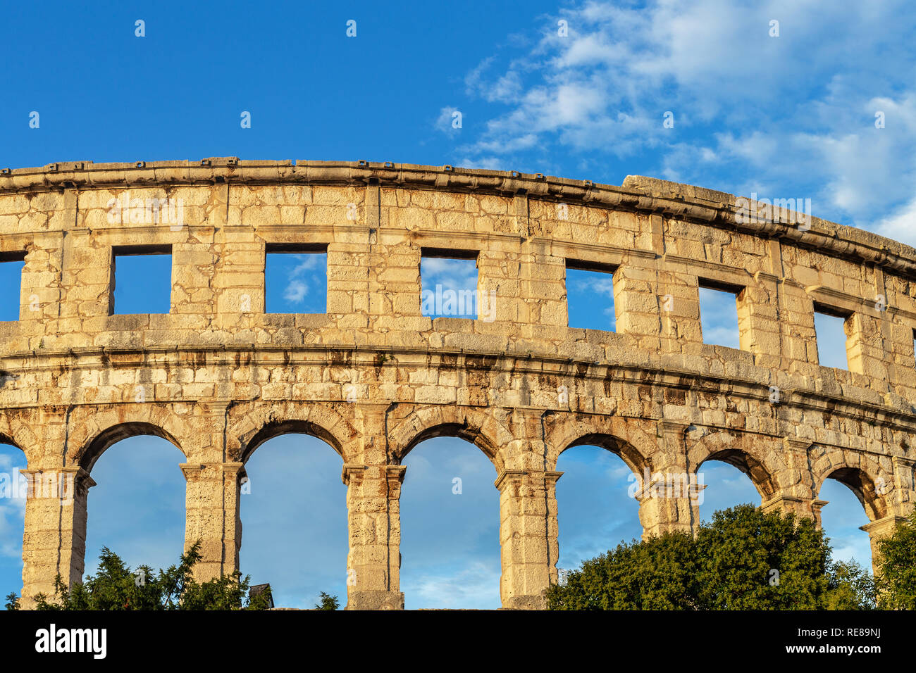 Part of ancient Roman arena in Pula, Istria, Croatia. The Arena is the ...