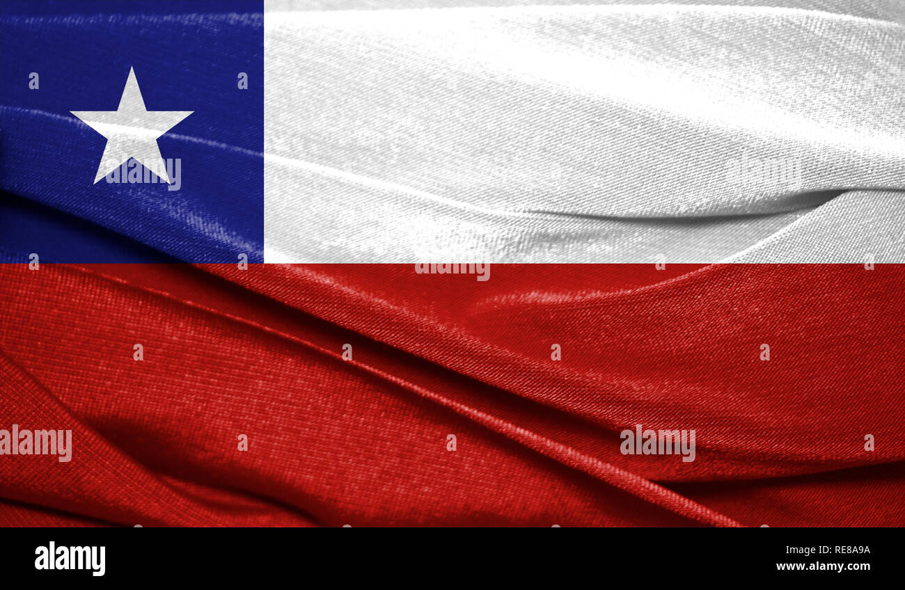 Realistic flag of Chile on the wavy surface of fabric. Perfect for ...