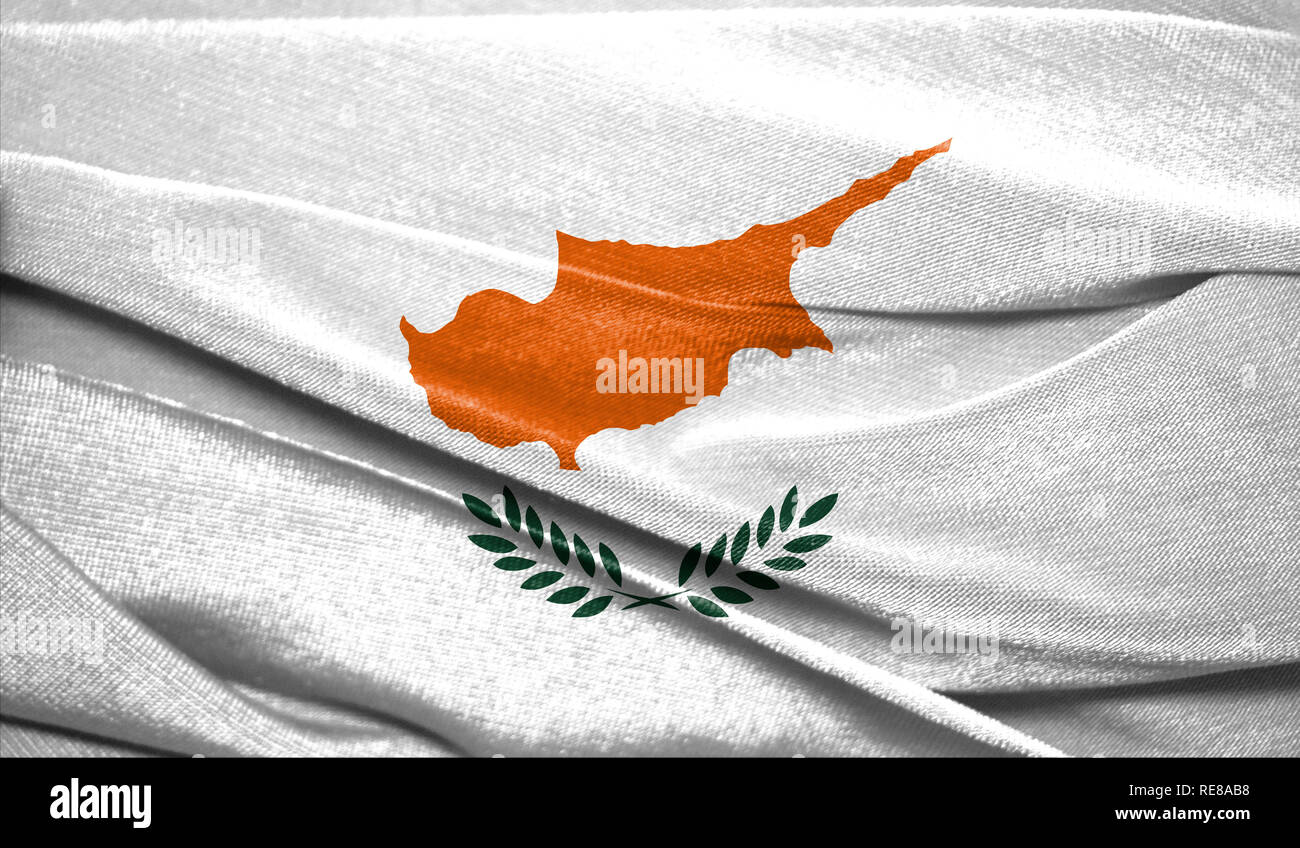 Realistic flag of Cyprus on the wavy surface of fabric. Perfect for ...