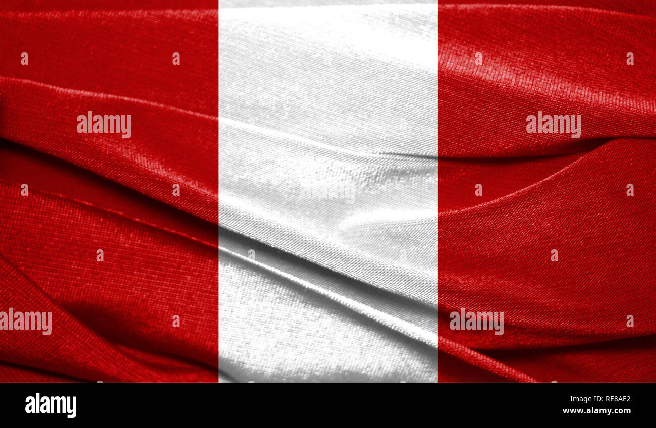 Realistic flag of Peru on the wavy surface of fabric. Perfect for ...