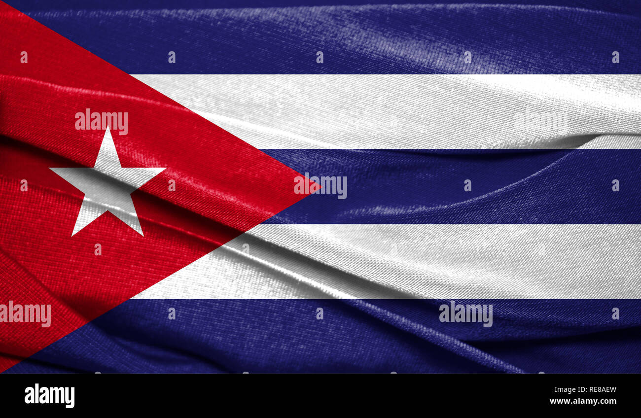 Realistic flag of Cuba on the wavy surface of fabric. Perfect for ...