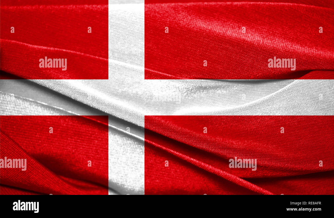 Realistic flag of Denmark on the wavy surface of fabric. Perfect for ...