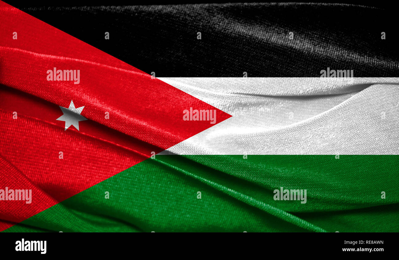 Realistic flag of Jordan on the wavy surface of fabric. Perfect for ...