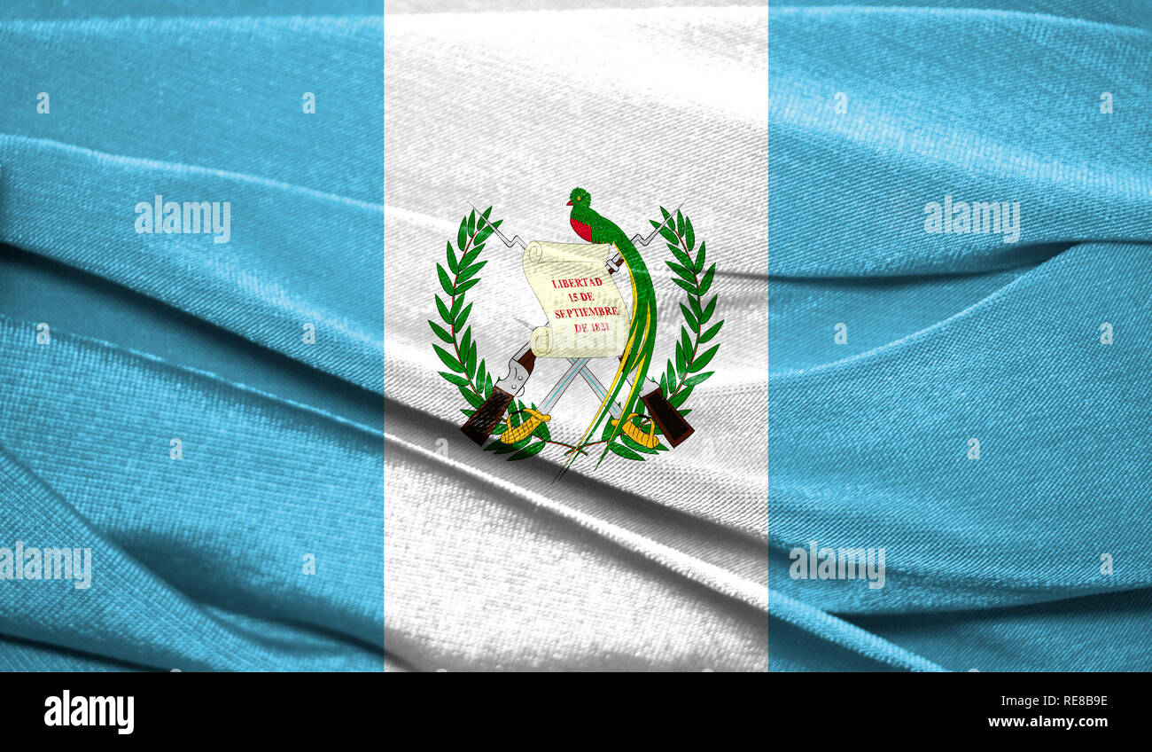 Realistic flag of Guatemala on the wavy surface of fabric. Perfect for ...