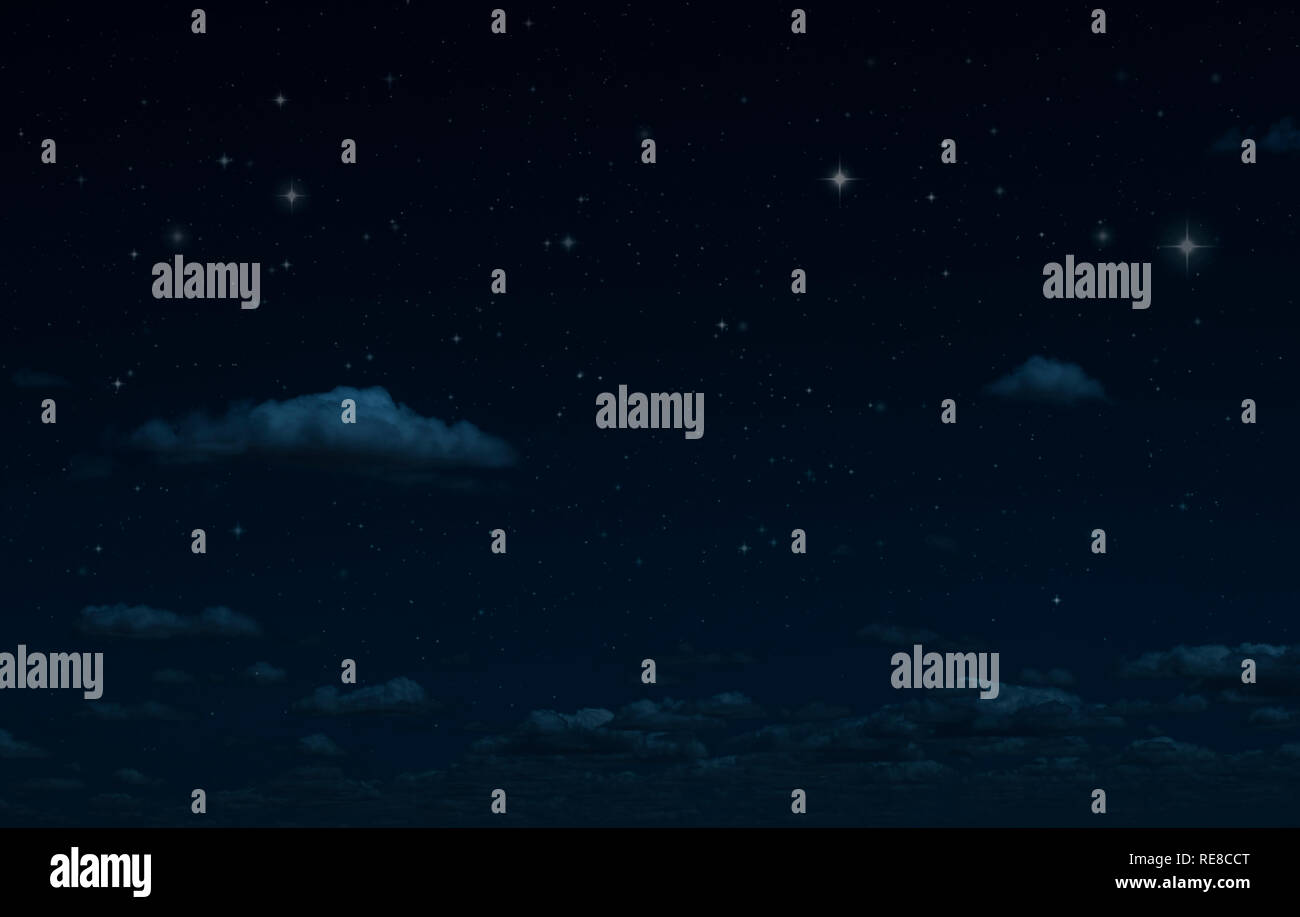 Night starry sky and clouds. Moonlight dark background and stars in the ...