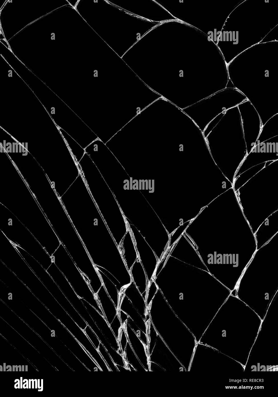 Cracked glass texture on black background. Isolated realistic cracked glass effect Stock Photo ...