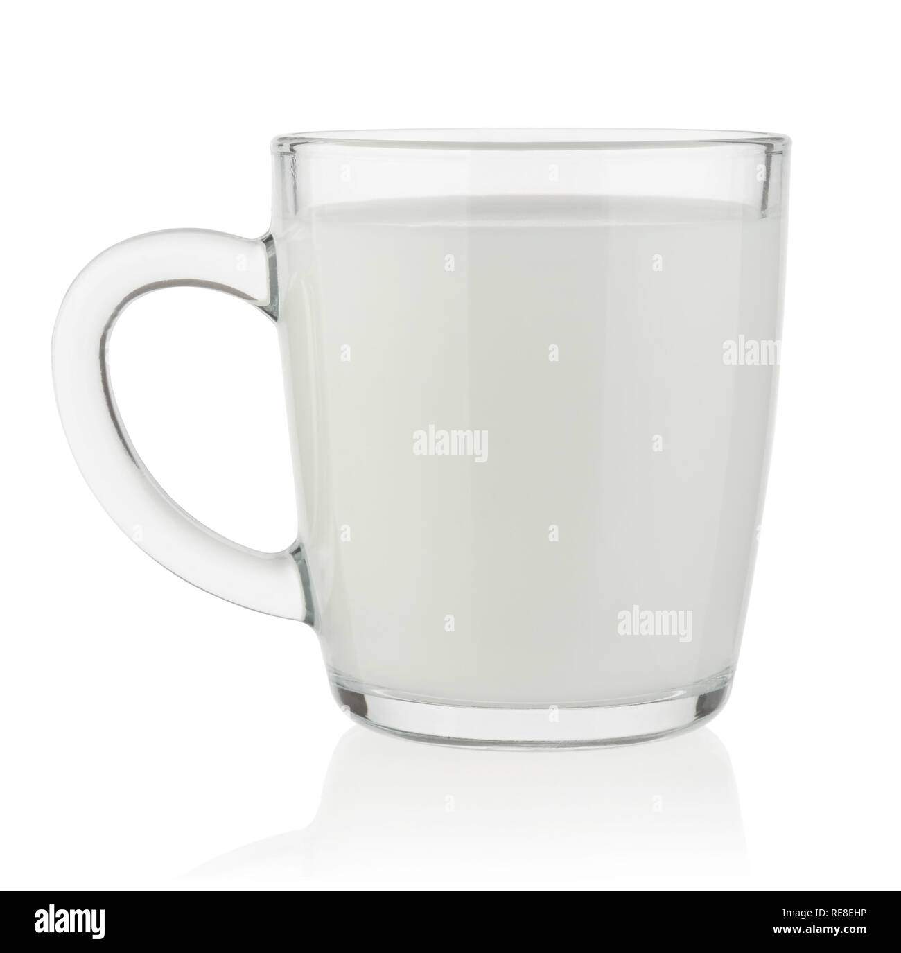Glass mug filled with milk isolated on white background Stock Photo - Alamy