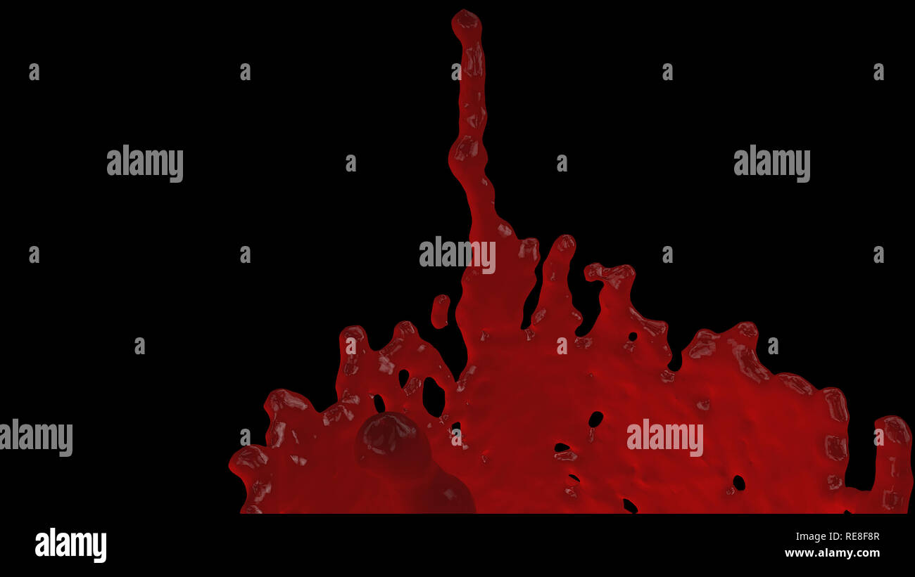 Red blood splash on black - 3d abstraction, terrible background, 3d ...