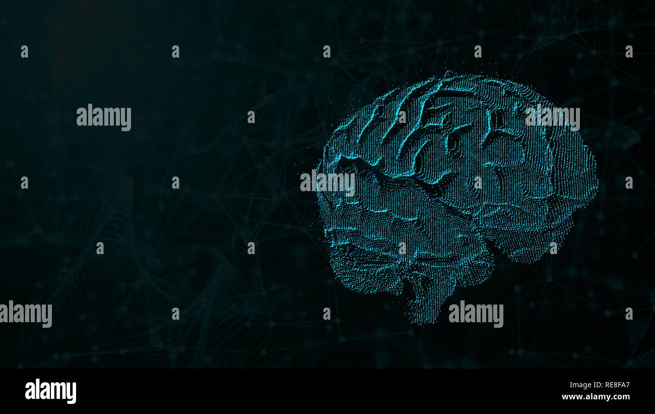 3d illustration of digital brain on futuristic background, concept of ...