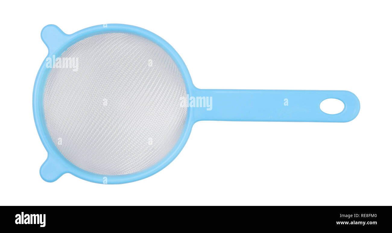 Top view round metal strainer isolated on white background Stock Photo ...