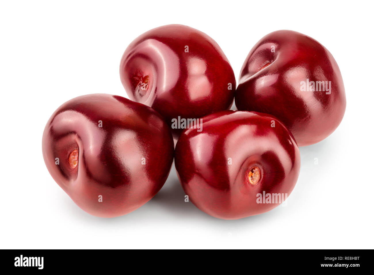 Sweet red cherries isolated on white background macro Stock Photo - Alamy
