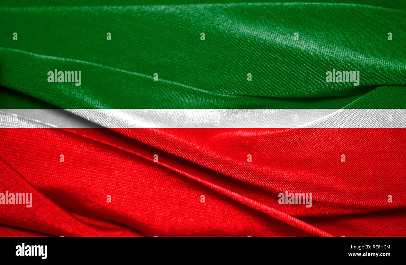 Realistic flag of Tatarstan on the wavy surface of fabric. Perfect for ...