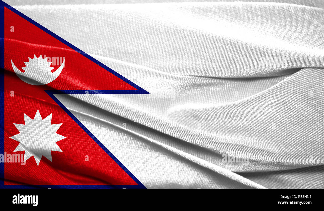 Realistic flag of Nepal on the wavy surface of fabric. Perfect for ...