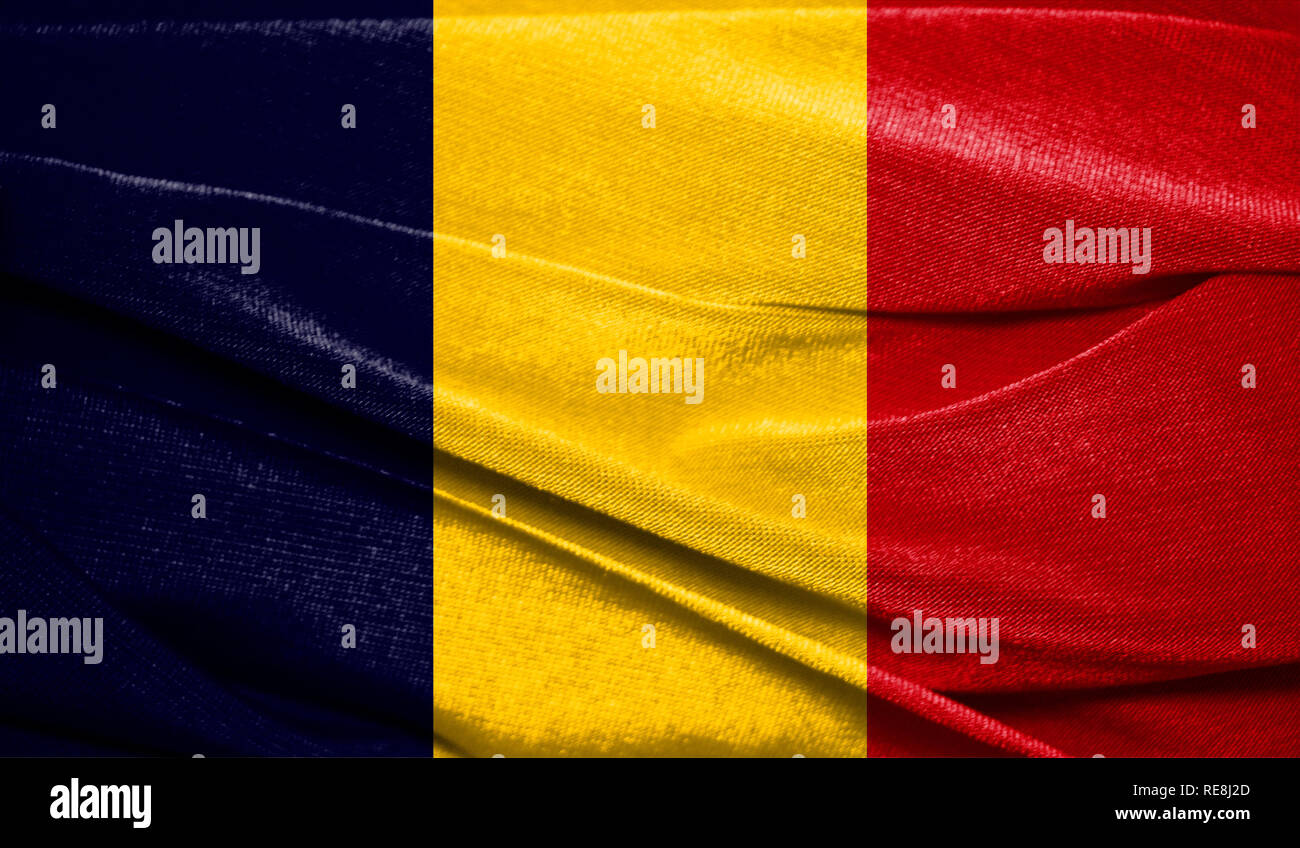 Realistic flag of Chad on the wavy surface of fabric. Perfect for ...