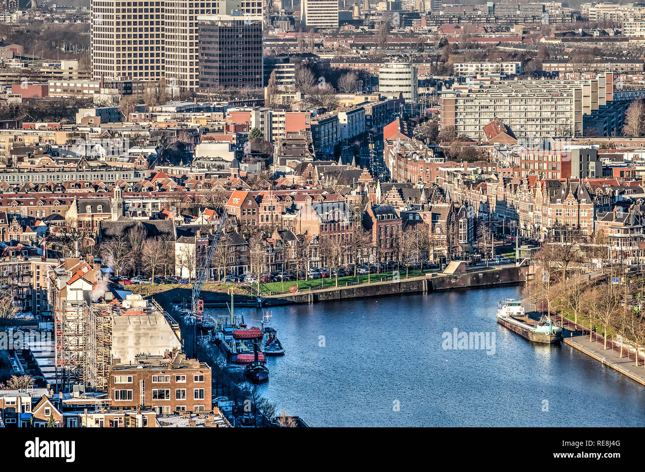 Rotterdam, The Netherlands, January 2019: aerial view across Coolhaven ...