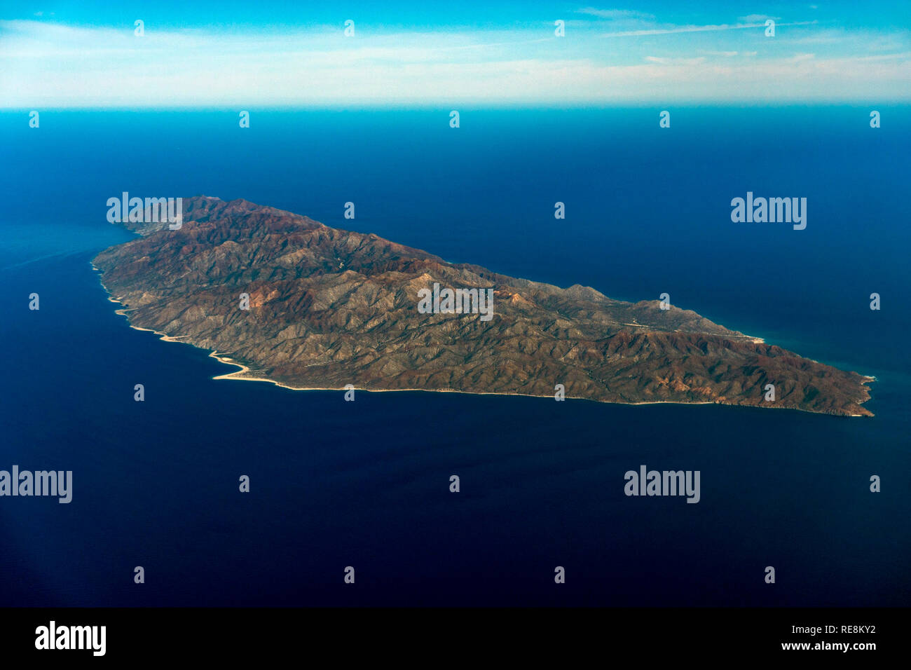 Cerralvo jacques cousteau island Mexico Baja California Sur aerial view ...