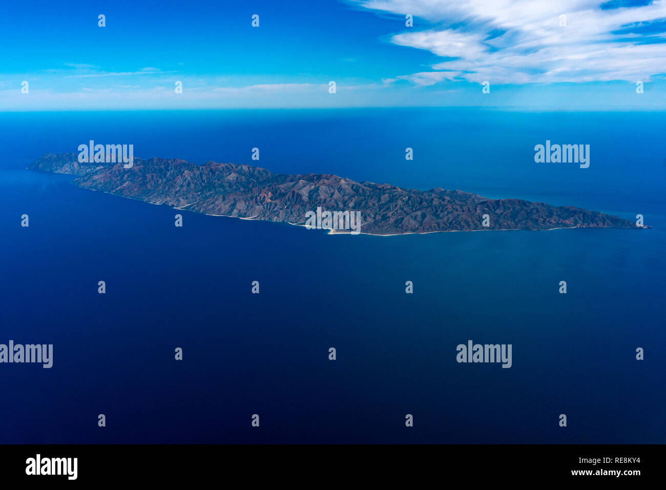 Cerralvo jacques cousteau island Mexico Baja California Sur aerial view ...