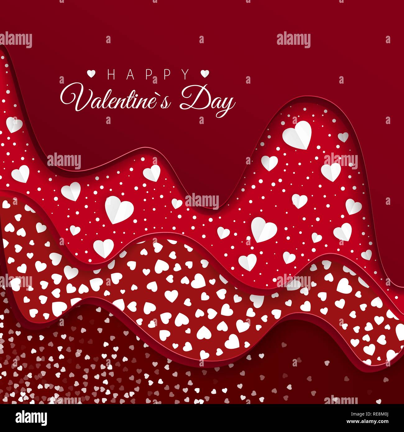 Happy Valentines Day greeting card. Red Layers with different ...