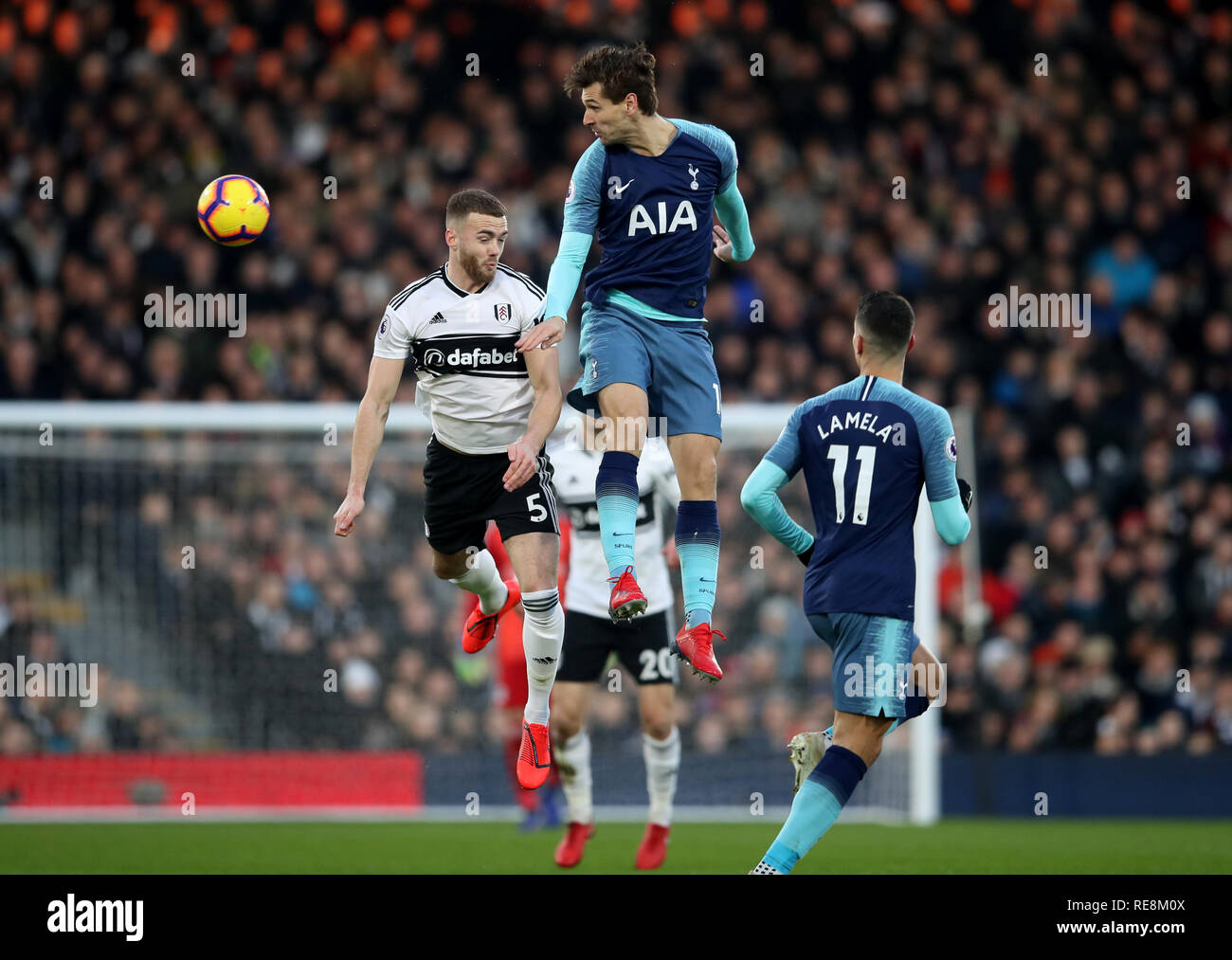 Fulham's Calum Chambers (left) and Tottenham Hotspur's Fernando ...