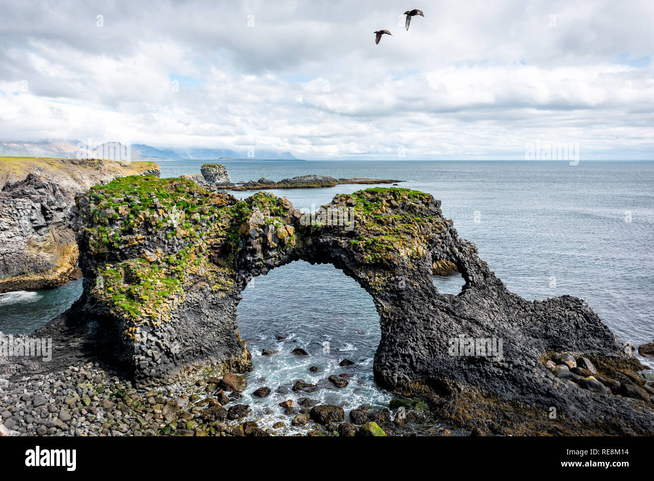 Landscape view of famous Gatklettur arch rock near Hellnar National ...