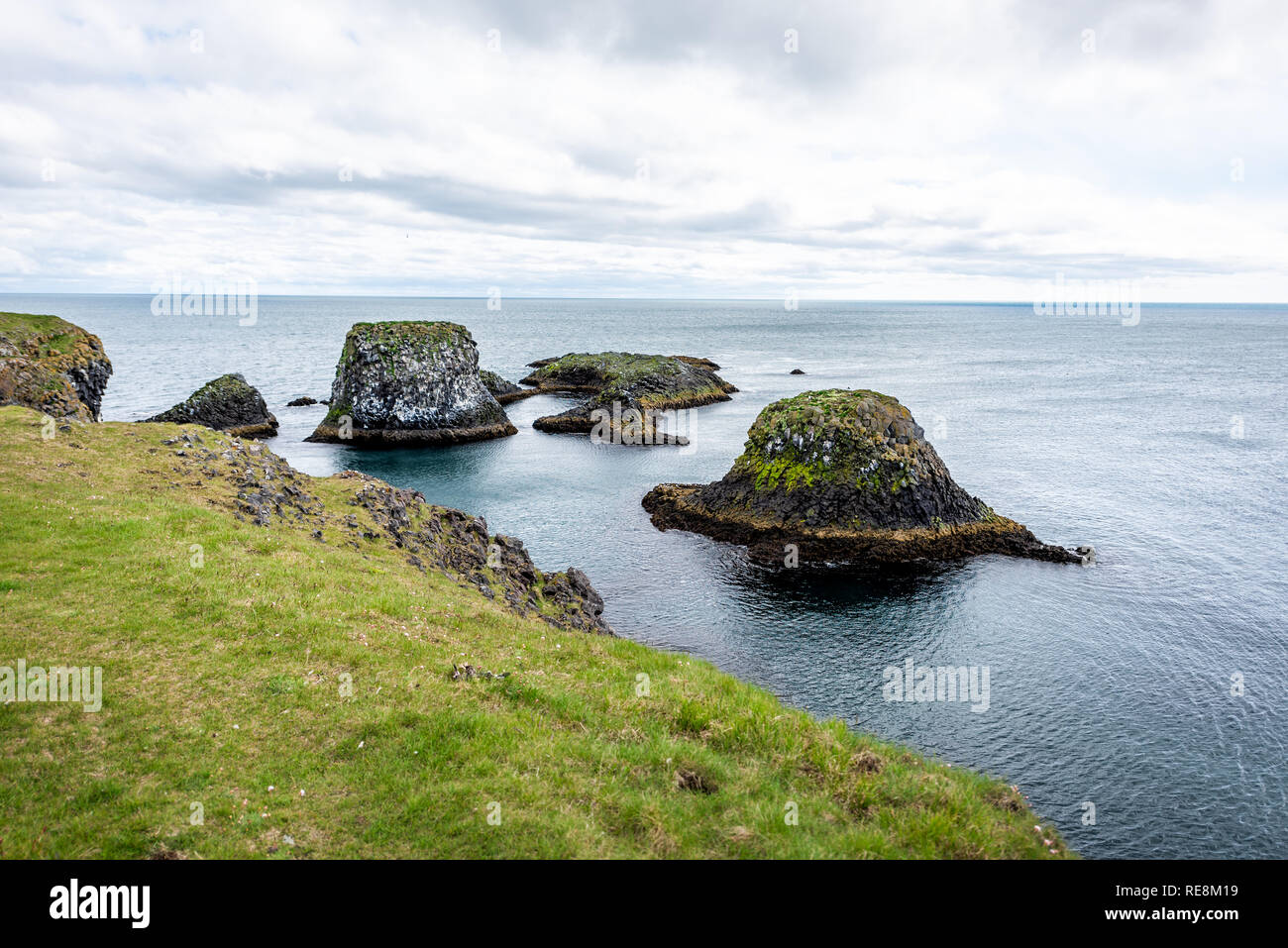 Landscape view rocks in ocean on coast in Hellnar National park ...