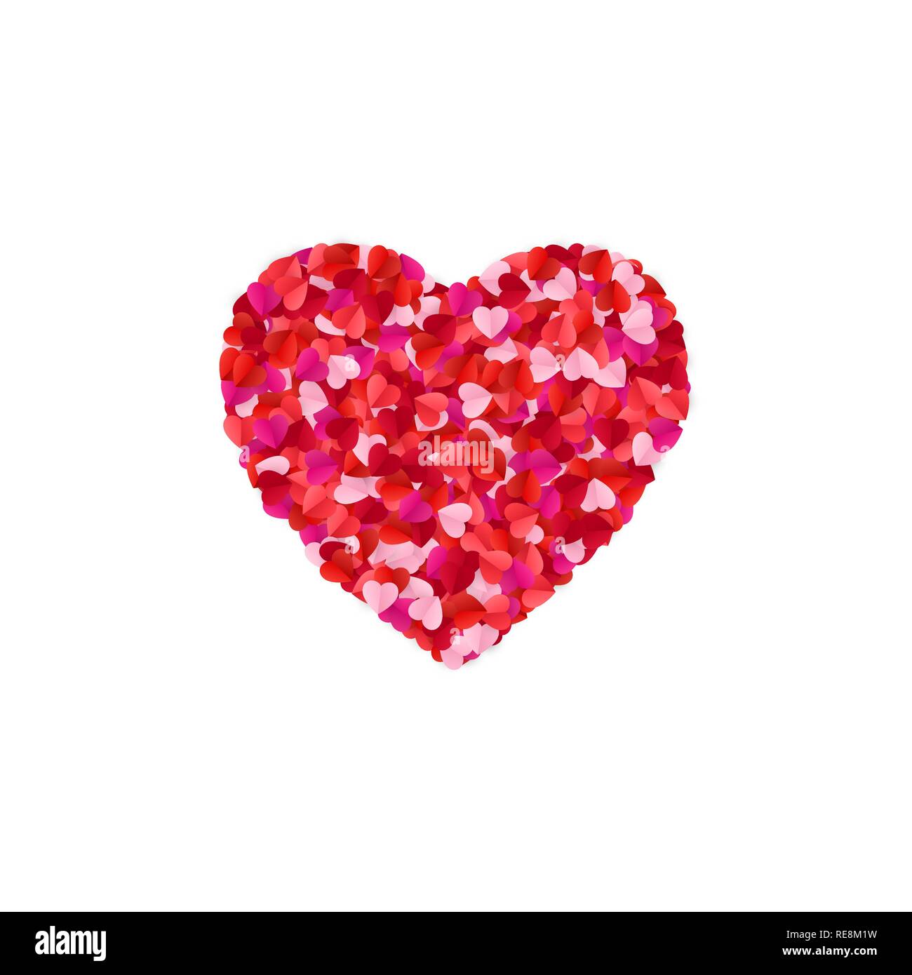 Heart shape lined with paper hearts. Happy Valentine`s Day greeting ...