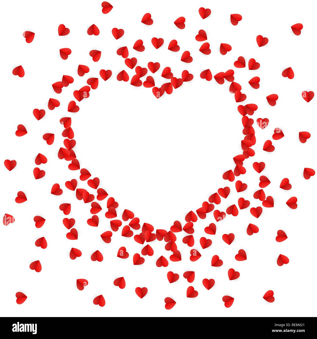 Heart silhouette lined with paper hearts. Happy Valentine`s Day ...