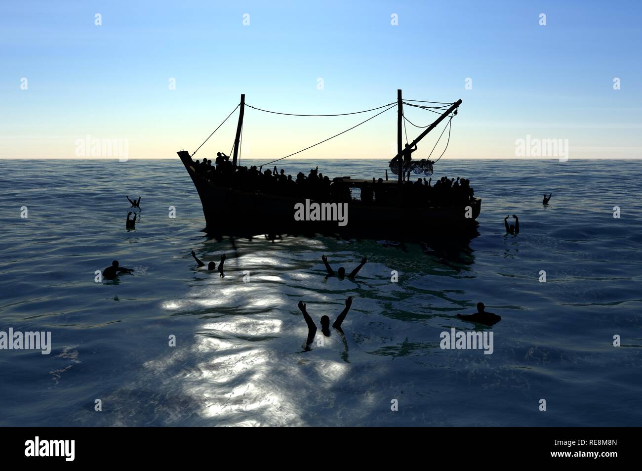 Refugees boat help hi-res stock photography and images - Alamy