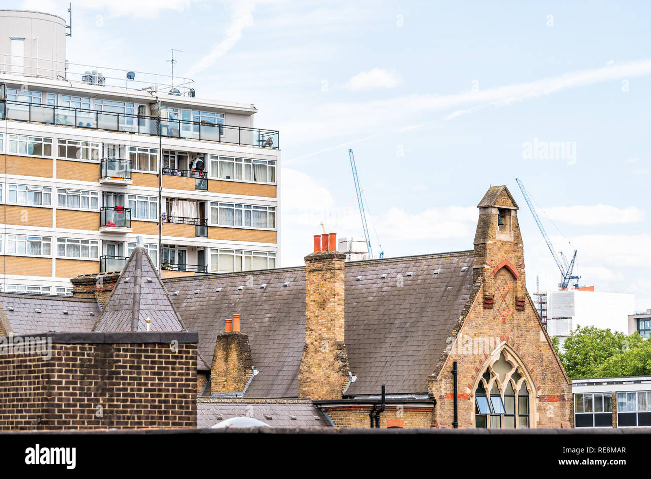 London, UK Churchill Gardens neighborhood in Pimlico with old vintage ...