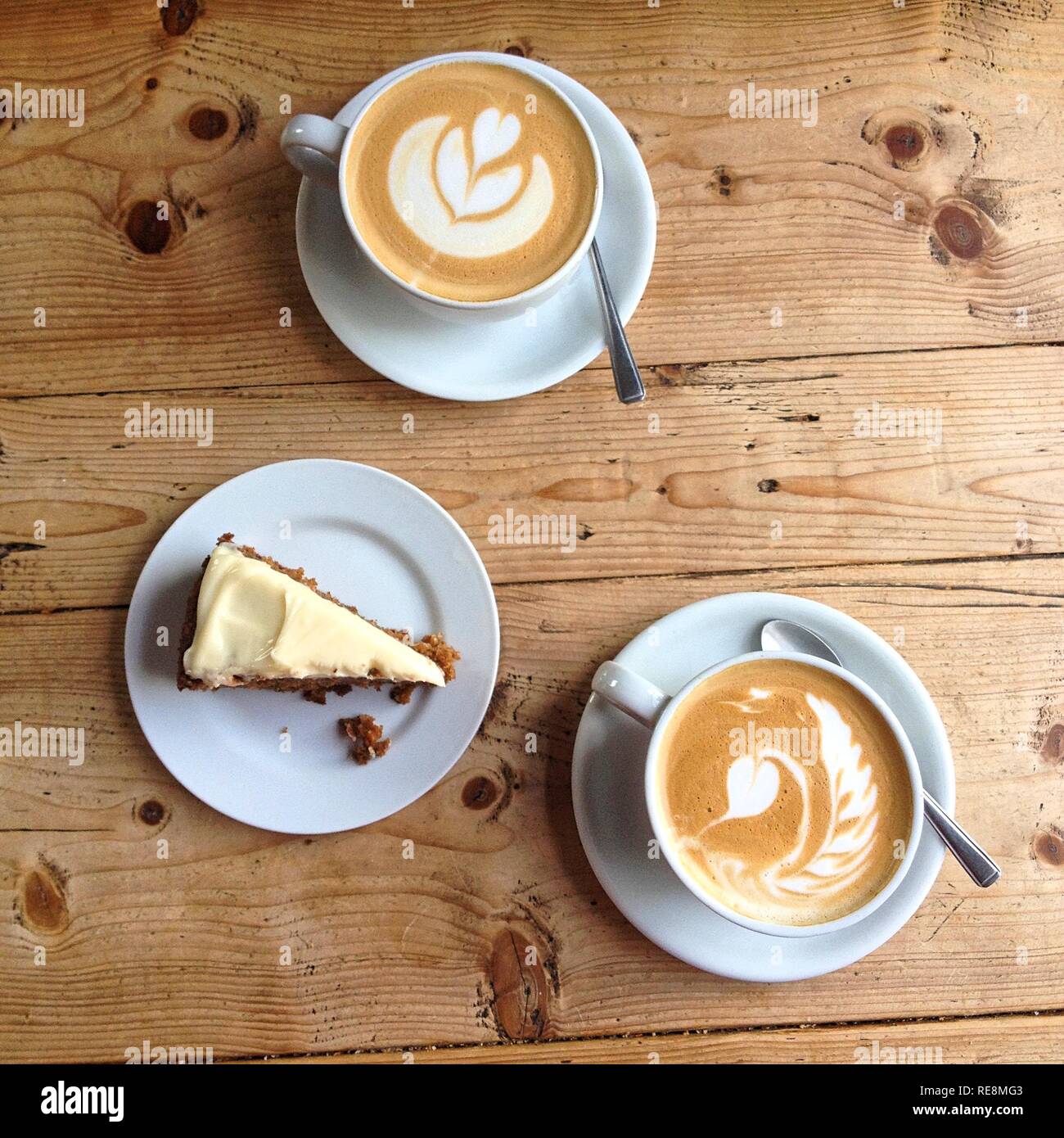 Coffee and cake viewed from above Stock Photo - Alamy
