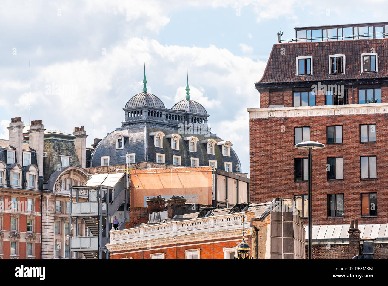 London, UK Cityscape skyline of Victoria old architecture brick ...